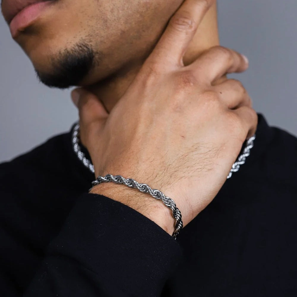 5MM ROPE BRACELET - WHITE GOLD – Lobosjewelry