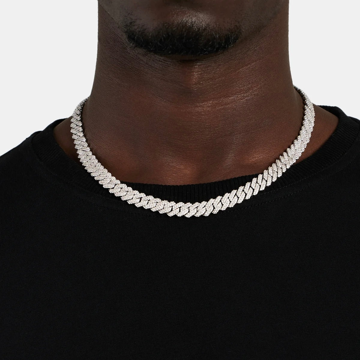 10MM DIAMOND PRONG LINK CHAIN - WHITE GOLD – Lobosjewelry