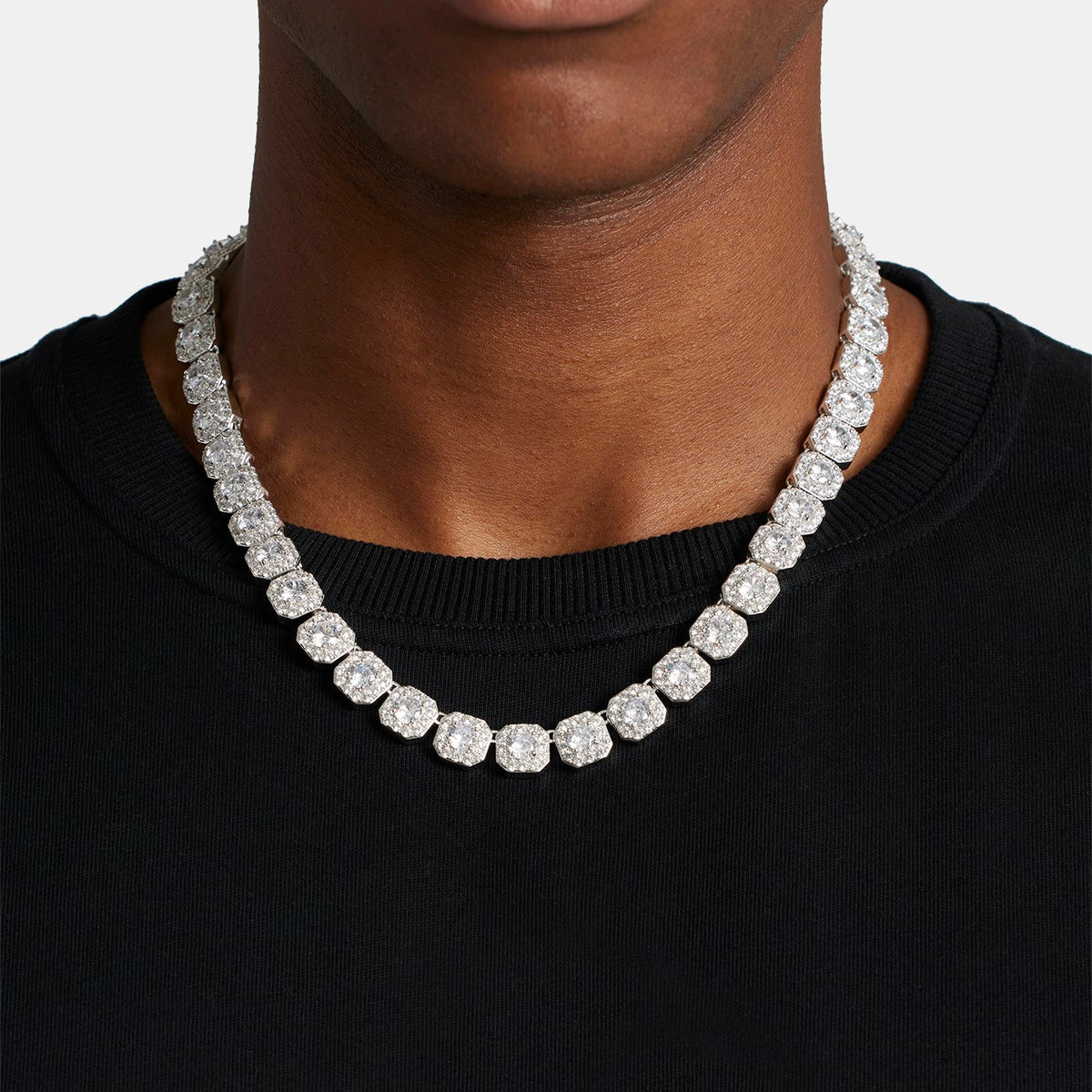 10MM CLUSTERED TENNIS CHAIN - WHITE GOLD – Lobosjewelry