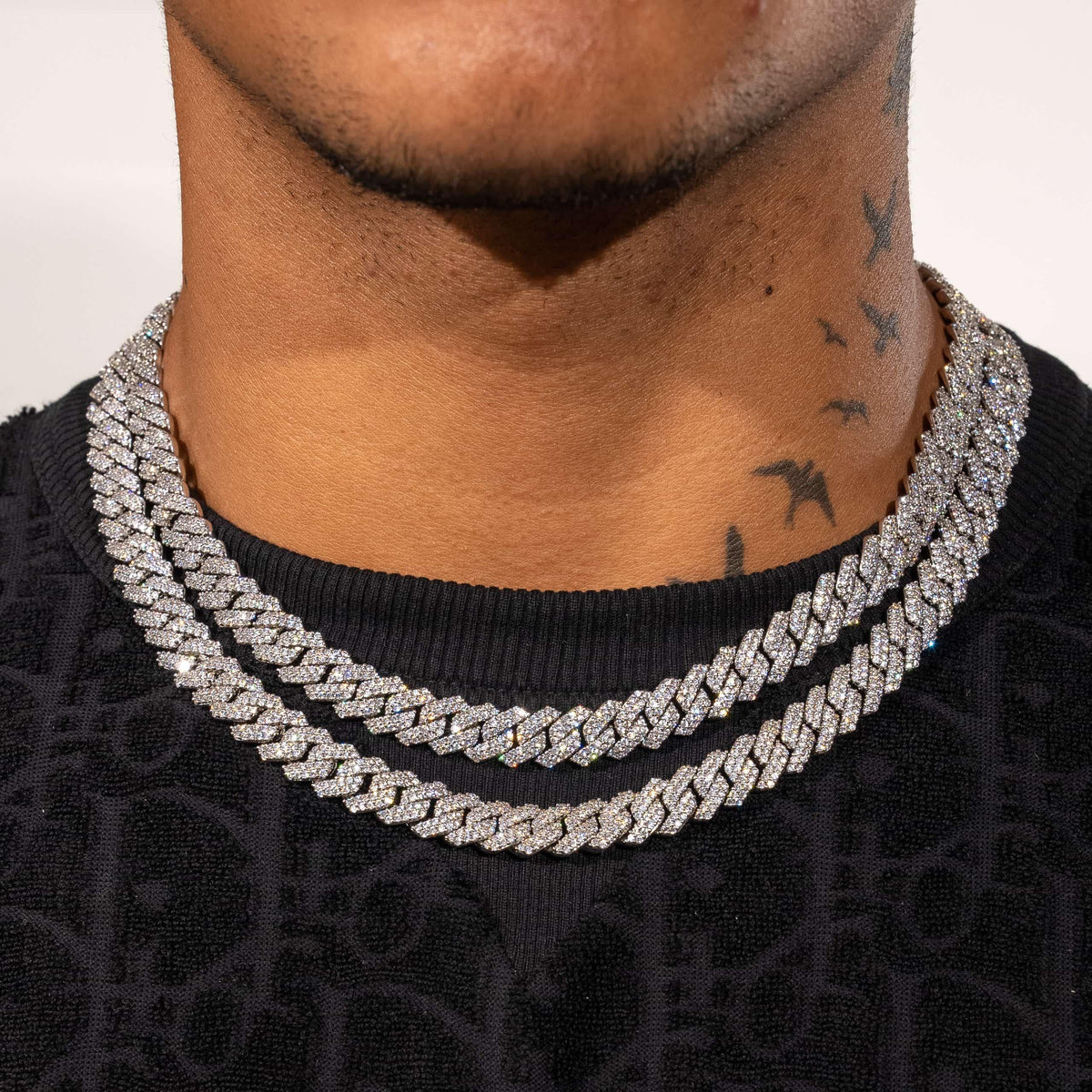 10MM DIAMOND PRONG LINK CHAIN - WHITE GOLD – Lobosjewelry